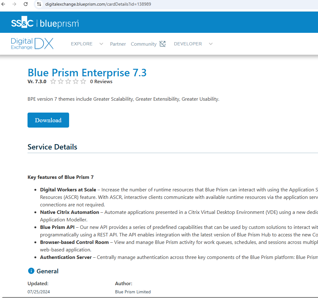 Unable to download Blue Prism Enterprise 7.3 - SS&C Blue Prism Community